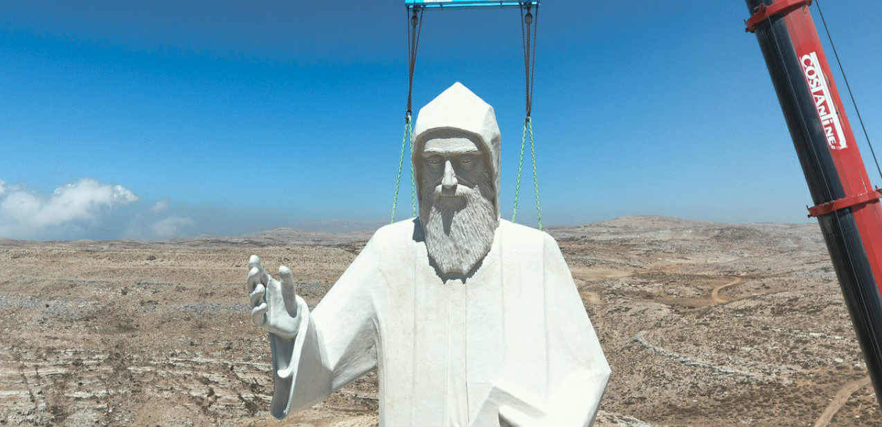 Mar Charbel’s 24m Long Statue Installed on Faraya’s Mount of the Cross ...
